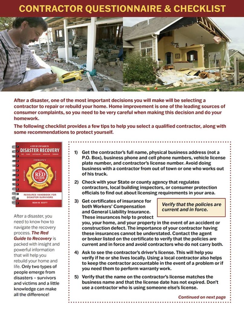 Contractor Questionnaire & Checklist